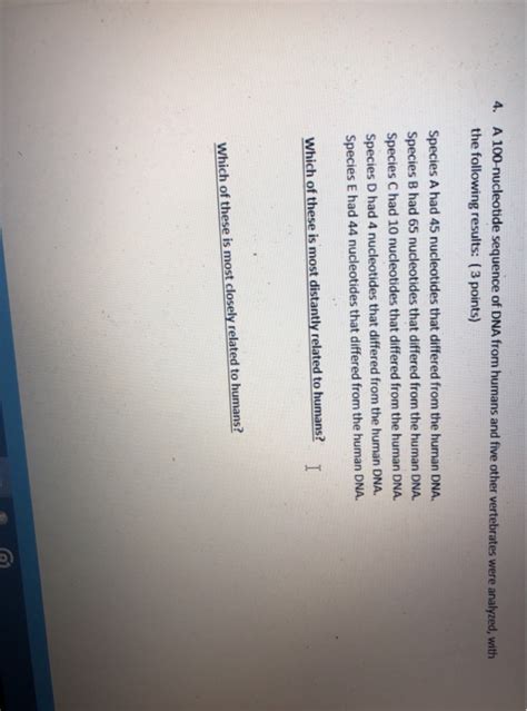 Solved A Nucleotide Sequence Of DNA From Humans And Five Chegg Com