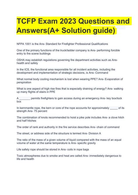 Tcfp Exam 2023 Questions And Answers A Solution Guide Tcfp Stuvia Us