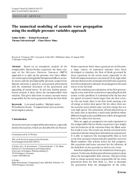 Pdf The Numerical Modeling Of Acoustic Wave Propagation Using The Multiple Pressure Variables