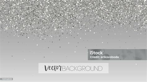 실버 반짝이 아래로 떨어지는입니다 빛나는 스파클 텍스처 새 해와 크리스마스 카드를 위한 템플릿입니다 표지 책 레이아웃 고급 초대장 생일 또는 크리스마스 카드에 대 한 수평