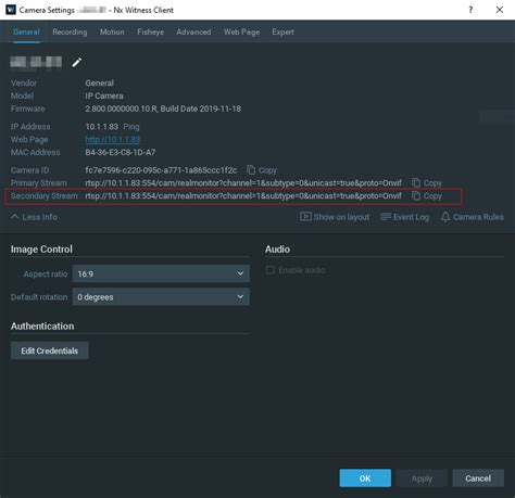 Can Not Edit Device Secondary Stream Nx Client Version 41031398