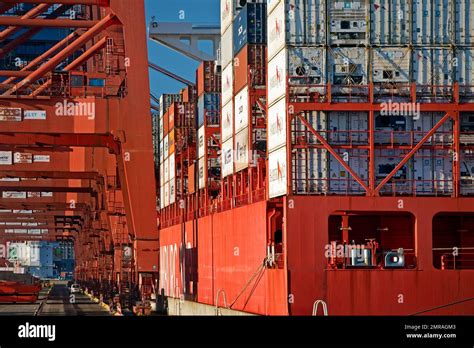Container Ship Of The Cap San Class At The Container Terminal Eurogate