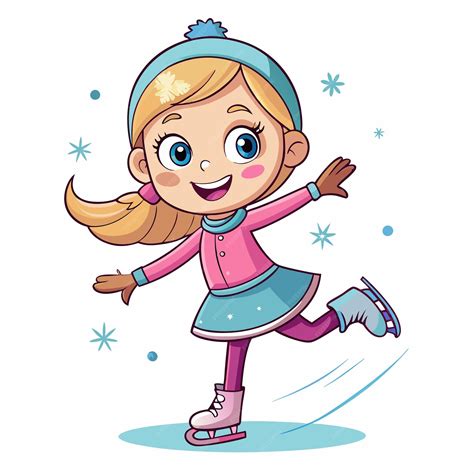 Premium Vector Cartoon Girl Ice Skating Vector Illustration
