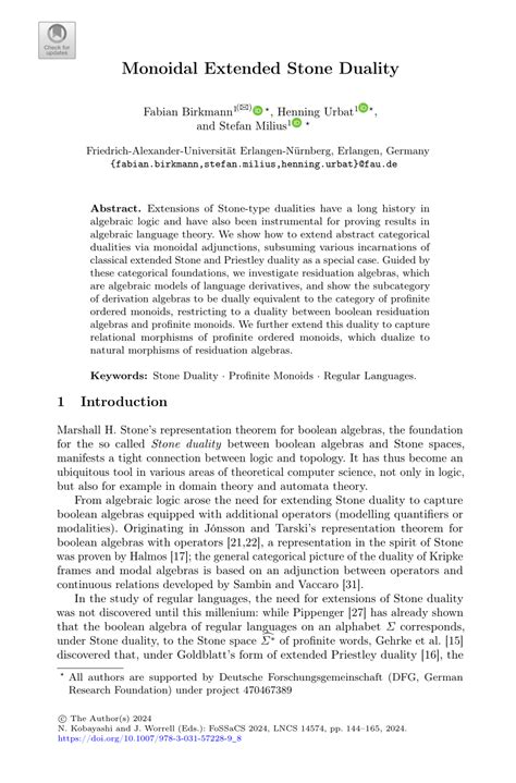 Pdf Monoidal Extended Stone Duality