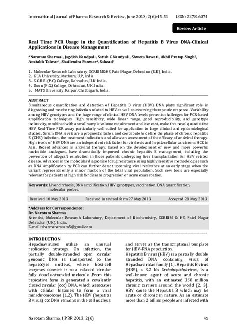 Pdf Real Time Pcr Usage In The Quantification Of Hepatitis B Virus Dna Clinical Applications