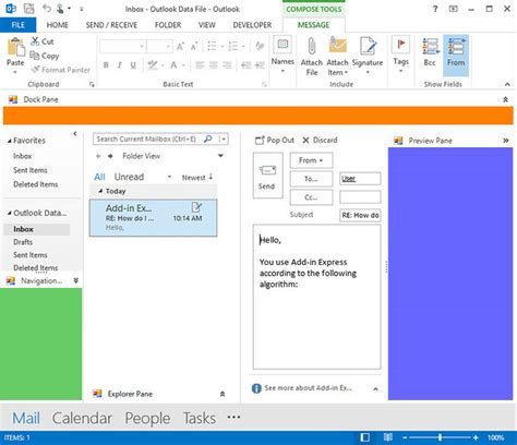 Outlook 2013 View Regions Explorer Pane Navigation Pane Todo Bar