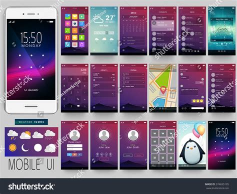 Creative Ui Ux Gui Screens Mobile Stock Vector Royalty Free Shutterstock