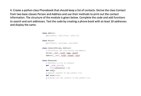 Solved 4 Create A Python Class Phonebook That Should Keep A Chegg