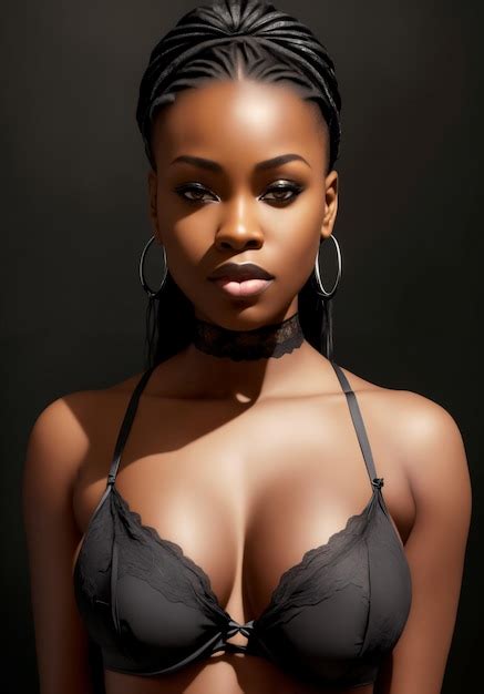 Sexy Young African American Woman In A Black Bra Premium Ai Generated