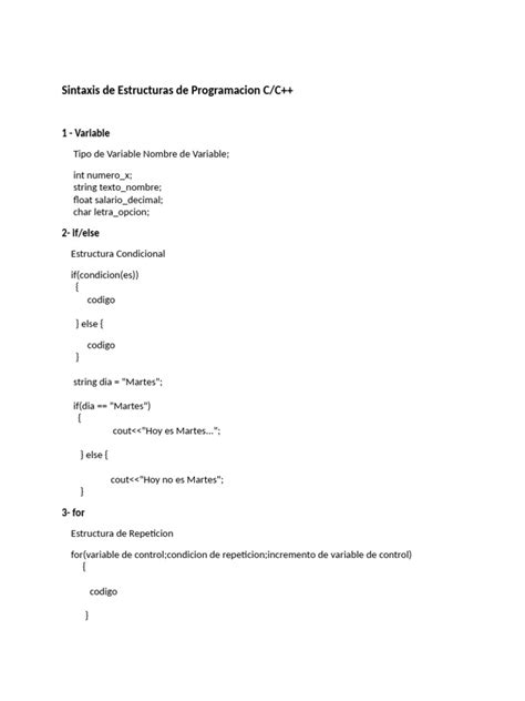 Sintaxis De Programacion Pdf