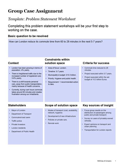 Mckinsey Forward Program Group Assignment Problem Statement Worksheet