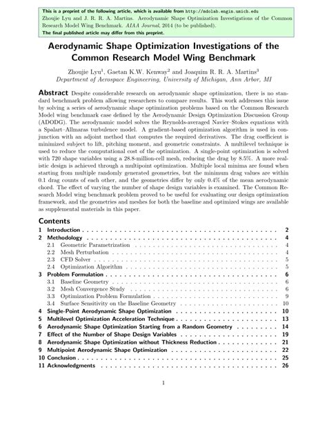 Pdf Aerodynamic Shape Optimization Investigations Of The Common Research Model Wing Benchmark