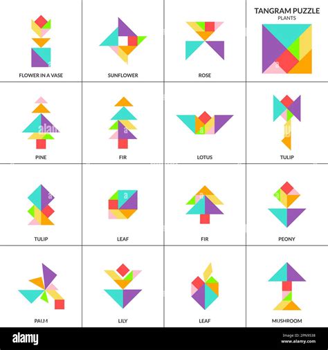 Tangram Puzzle Vector Set With Various Plants Stock Vector Image And Art Alamy