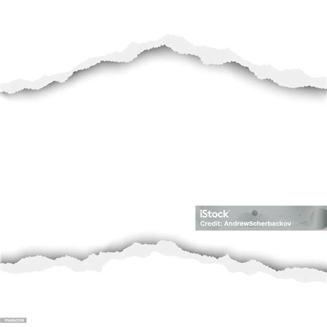 흰색 배경으로 하얀 종이에 벡터 찢어진된 구멍 가장자리 부드러운 그림자와 텍스트 복사 또는 광고 공간 찢은 종이에 대한 스톡 벡터 아트 및 기타 이미지 Istock
