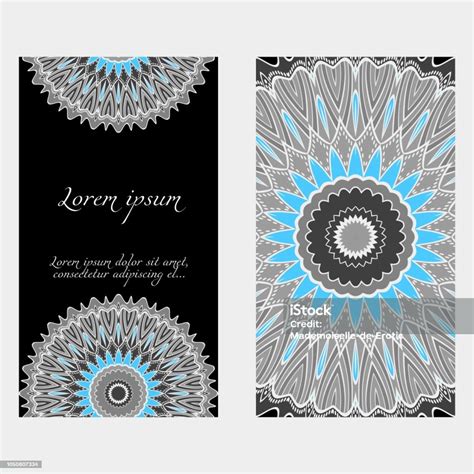서식 파일 인사말 카드 초대장 텍스트를 위한 공간으로 설정 합니다 만다라 디자인입니다 벡터 일러스트 레이 션 Empire에 대한 스톡 벡터 아트 및 기타 이미지 Istock