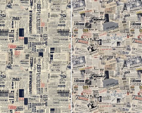 Seamless Patterns With Collages Of Newspapers Or Magazine Calligraphic