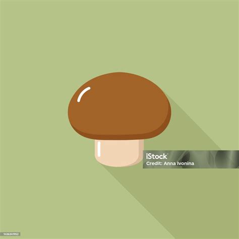 간단한 버섯 아이콘 그림자가있는 평면 스타일 건강하고 적절한 식단 벡터 일러스트 레이 션 가을에 대한 스톡 벡터 아트 및 기타 이미지 Istock