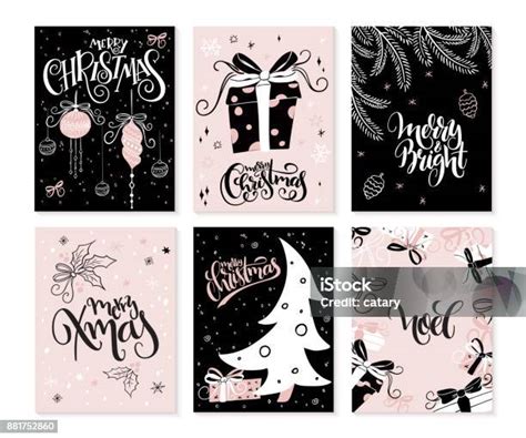 크리스마스 인사말 카드를 손으로 어구와 장식 요소와 문자를 글자의 벡터 세트 0명에 대한 스톡 벡터 아트 및 기타 이미지 0명 가문비나무 금 금속 Istock
