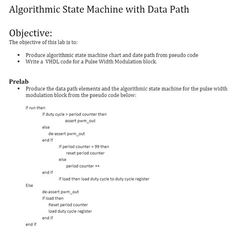 Algorithmic State Machine With Data Path Objective Chegg