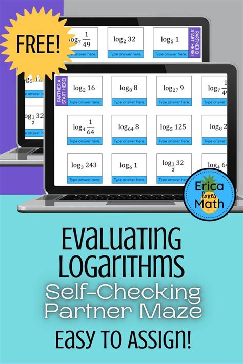 Evaluating Logarithms Digital Activity Partner Maze Digital