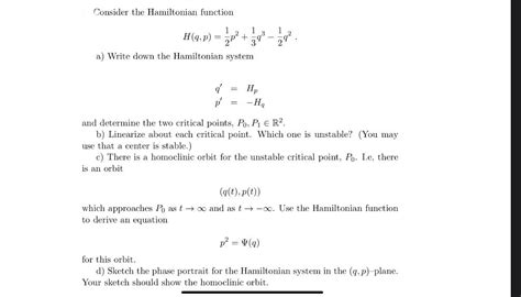 Solved Consider The Hamiltonian Function 1 1 H9p 3 A