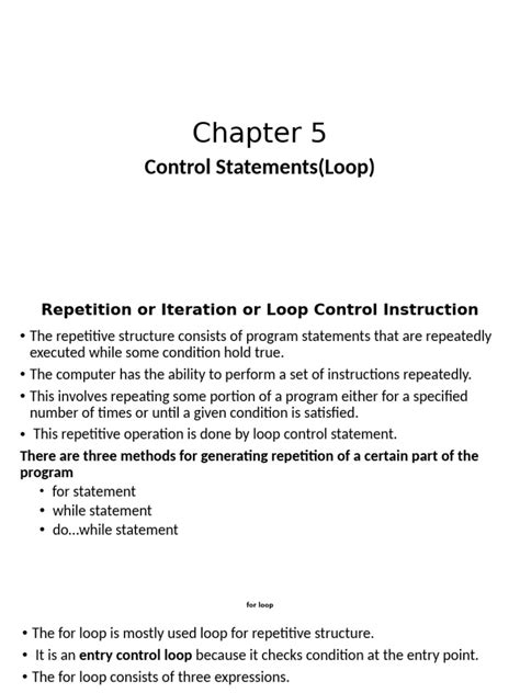 Chapter 52 Control Statement Loop Pdf Control Flow Arithmetic