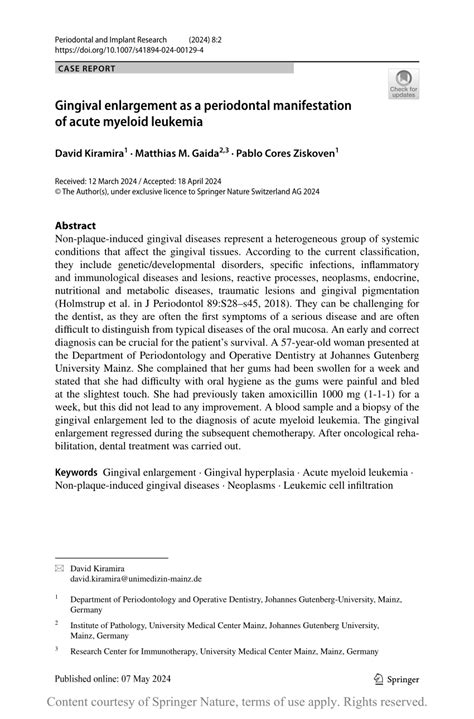 Gingival Enlargement As A Periodontal Manifestation Of Acute Myeloid