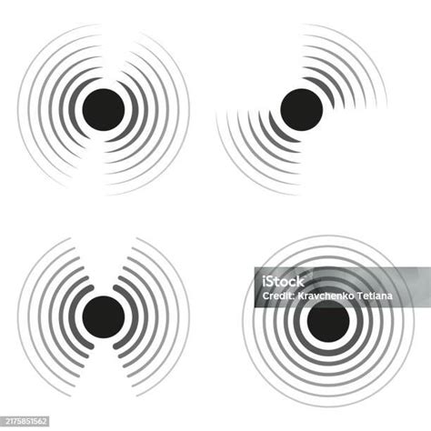 방사형 패턴 세트입니다 원형 동심원 모양 벡터 추상 선 검은색과 회색 요소 활력에 대한 스톡 벡터 아트 및 기타 이미지 활력 흐름 개념 Istock