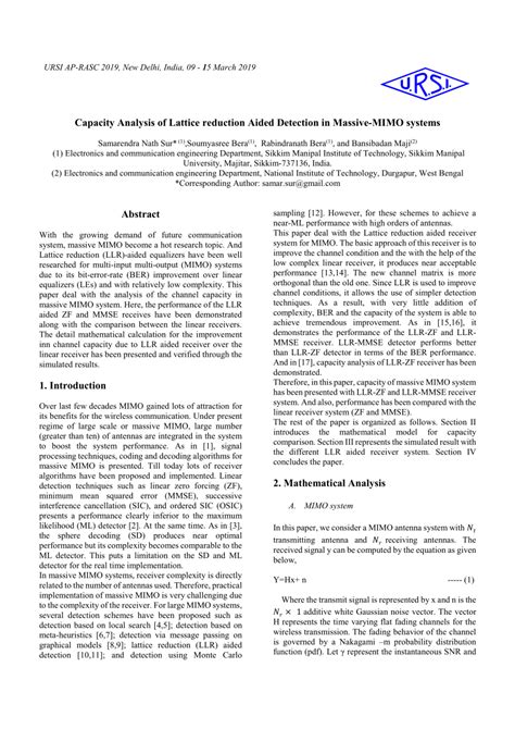 Pdf Capacity Analysis Of Lattice Reduction Aided Detection In Massive