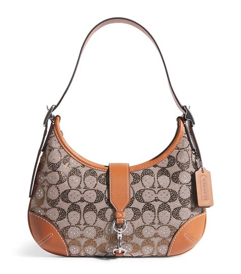 Coach Brown Crystal Signature Jacquard Hamptons Shoulder Bag Harrods Us