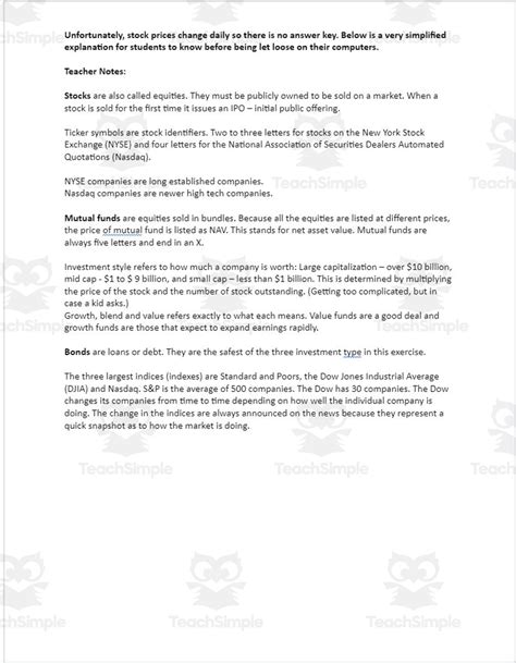 Stock Market Computer Practice By Teach Simple