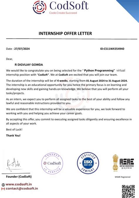 R Digvijay Gowda On Linkedin Codsoft Internship Python Programming