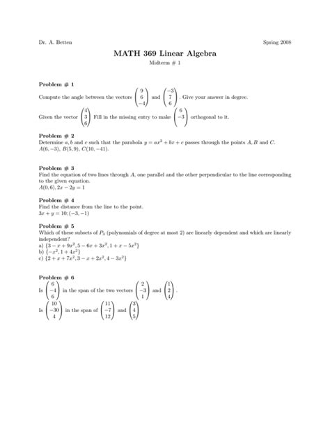 Math 369 Linear Algebra