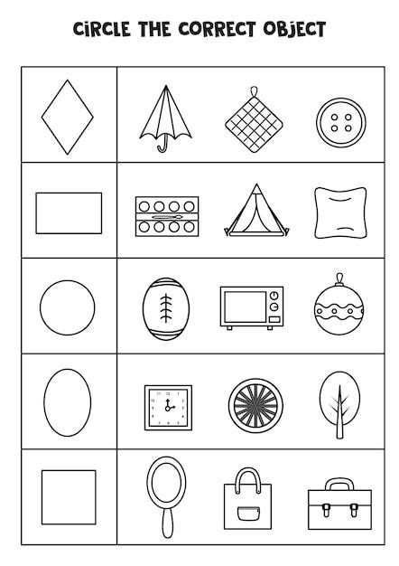 Worksheet For Learning Geometrical Shapes Premium Vector