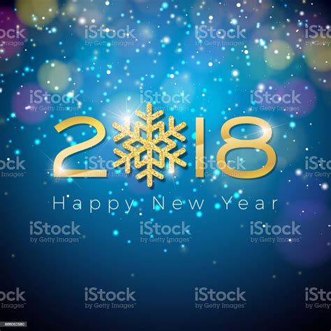 행복 한 새 해 2018 그림 반짝 조명 블루 타이 포 그래피와 배경 벡터입니다 2018년에 대한 스톡 벡터 아트 및 기타 이미지 2018년 개념 개념과 주제