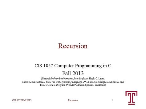 Recursion Cis 1057 Computer Programming In C Fall