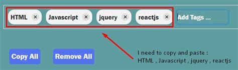 How To Copy Tags Input Text On Button Click With Jquery Stack Overflow