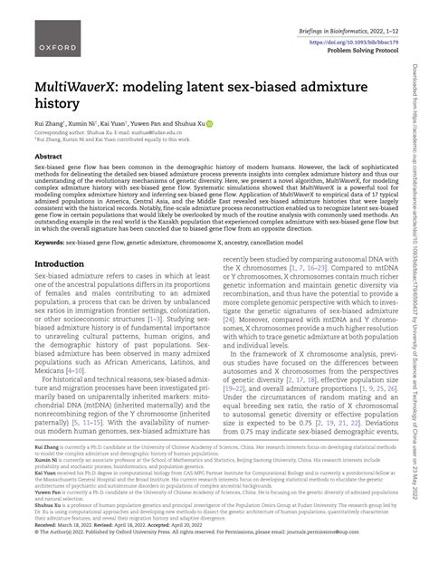 pdf multiwaverx modeling latent sex biased admixture history