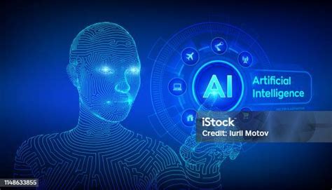 Ai 인공 지능 기계 학습 와이어 프레임 여성 사이보그 손은 디지털 그래프 인터페이스를 감동 빅 데이터 분석 및 자동화 기술