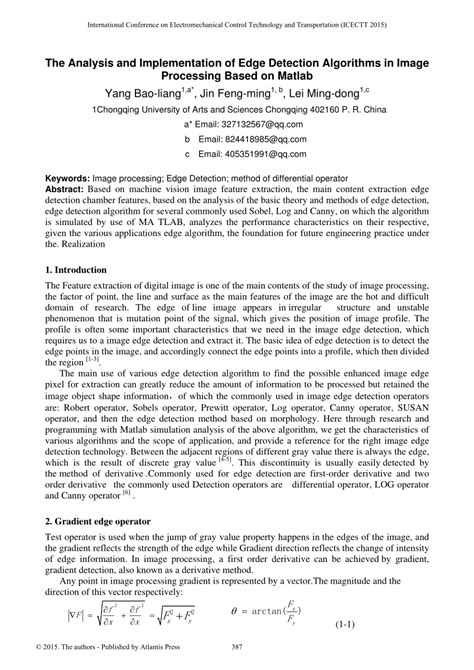 pdf the analysis and implementation of edge detection algorithms in