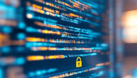 Cybersecurity Lock On Programming Code Digital Security And Data