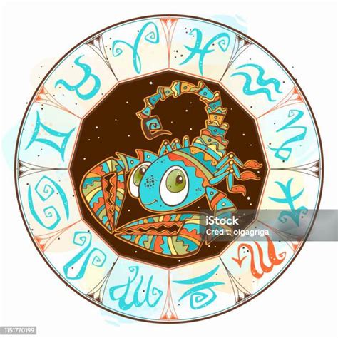 어린이 S 별자리 아이콘입니다 아이 들을 위한 조디악 전갈 자리의 기호입니다 벡터 만화 캐릭터의 점성술 기호 0명에 대한 스톡 벡터 아트 및 기타 이미지 Istock