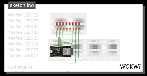 8 Leds Binary Wokwi Esp32 Stm32 Arduino Simulator