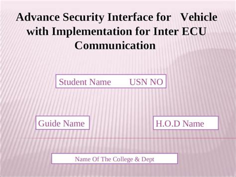 Ppt Advance Security Interface For Vehicle With Implementation For Inter Ecu Communication