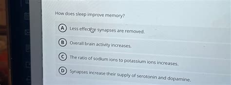 Solved How Does Sleep Improve Memoryless Effectfime