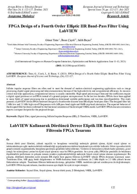 pdf fpga design of a fourth order elliptic iir band pass filter using
