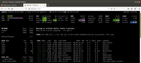 how to monitor linux system with glances command