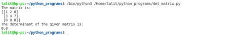 Python Program To Find The Determinant Of A Matrix