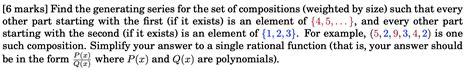 Solved 6 Marks Find The Generating Series For The Set Of