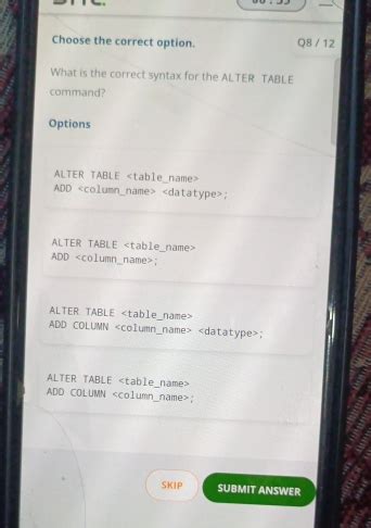 Solved Choose The Correct Option Q8 12 What Is The Correct Syntax